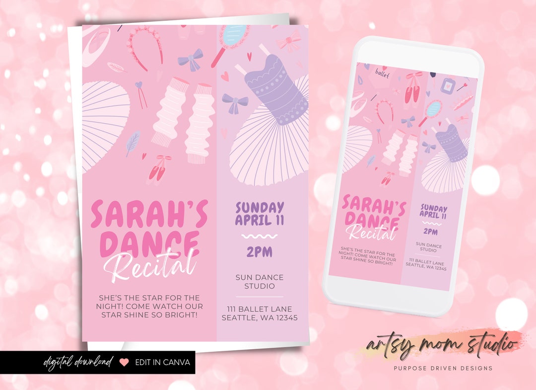 Editable Ballet/dance Recital Invitation, Evite, Digital Download Phone ...