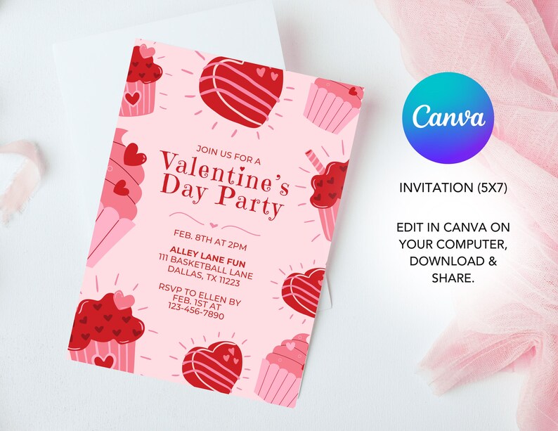 Editable Valentines Day Party Invitation Kids Valentines Day Party ...