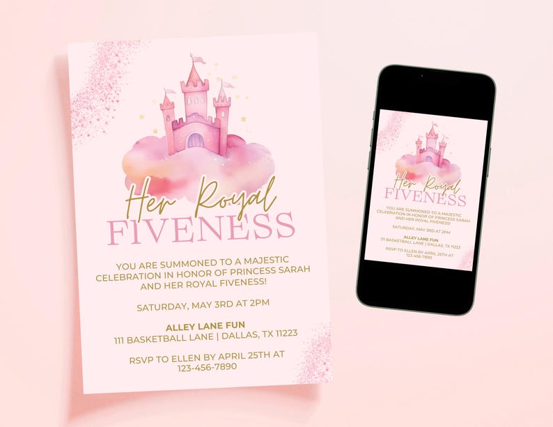 Editable Her Royal Fiveness Invitation Template, Digital Royal Fiveness ...