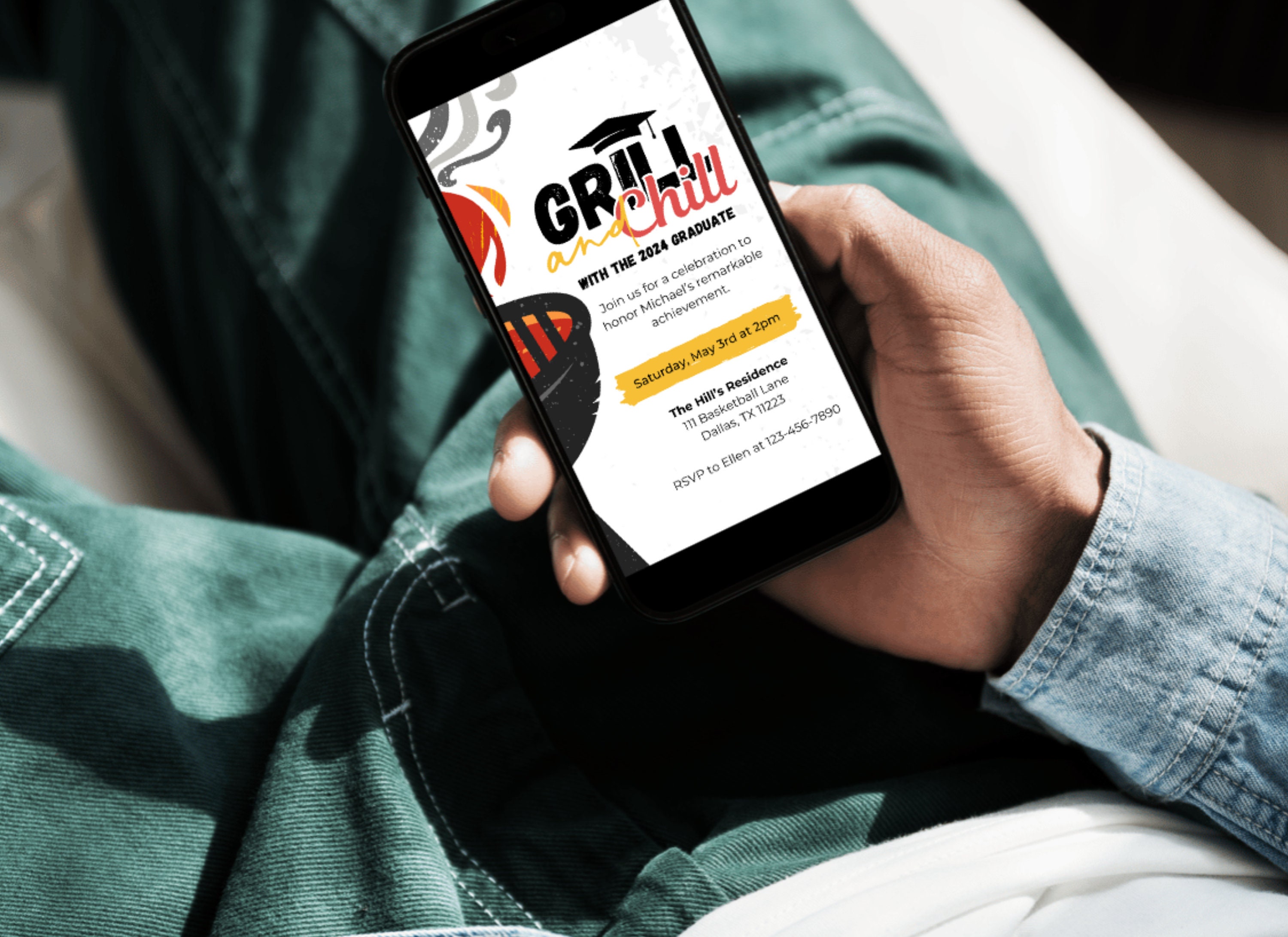 Grill and Chill Graduation Party Invitation, BBQ Grad Party Invitation ...