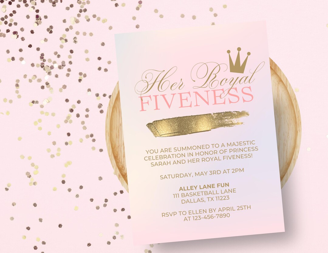 Her Royal Fiveness Birthday Invitation, Royal Fiveness Birthday Invite ...