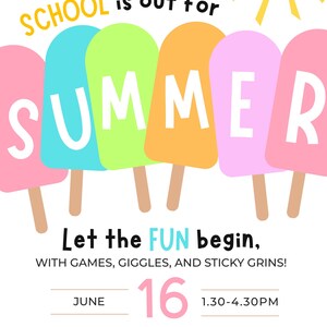 Rainbow Popsicle Summer Party Invitation | End of School Party Evite ...