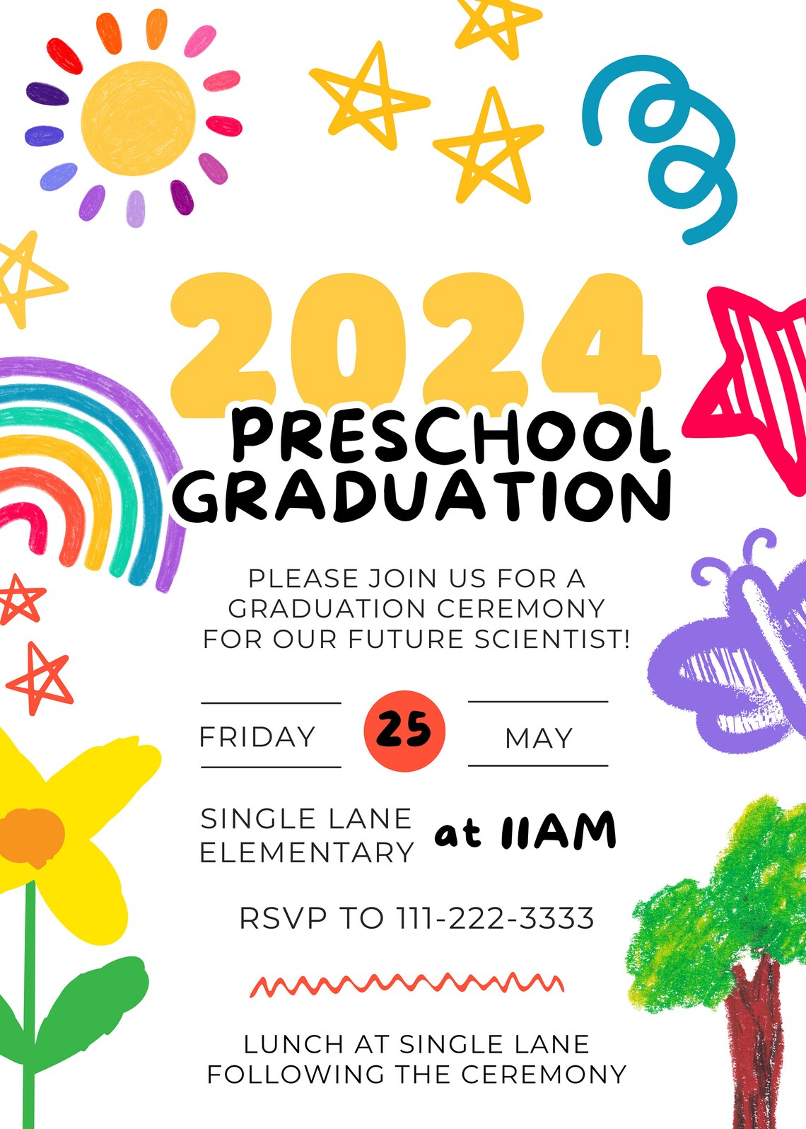 Editable Preschool Graduation Invitation Printable Template Class of ...