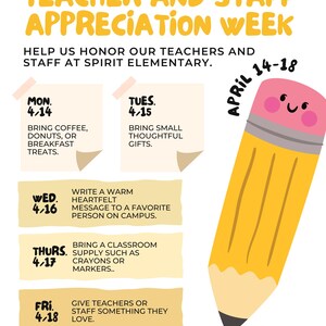 Editable Teacher Appreciation Week Itinerary Poster | Printable Teacher ...