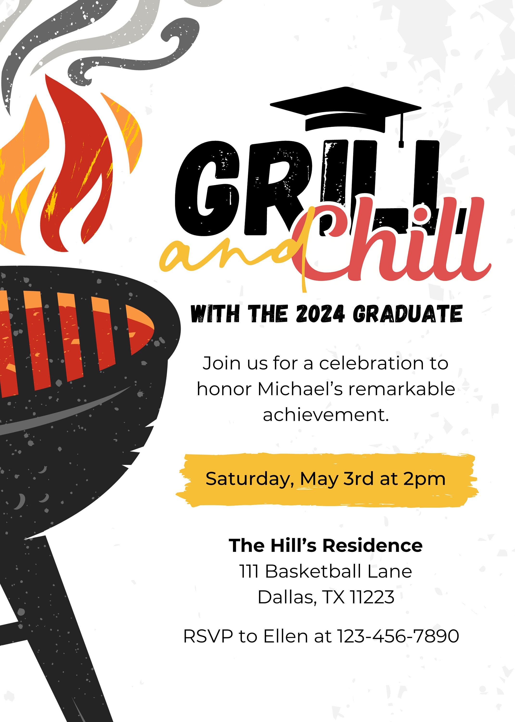 Grill and Chill Graduation Party Invitation, BBQ Grad Party Invitation ...