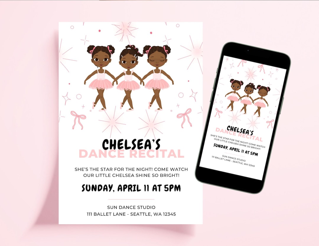 Ballerina Dance Recital Invitation: Editable Digital Invite (phone ...
