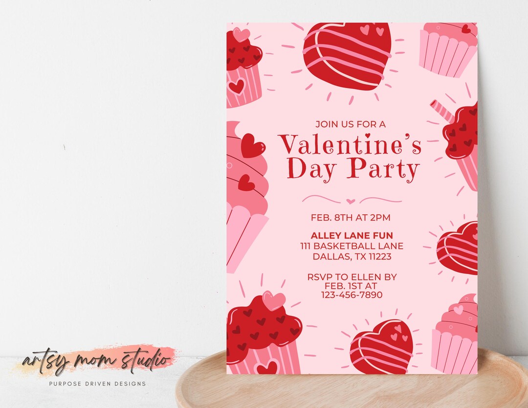 Editable Valentines Day Party Invitation Kids Valentines Day Party ...