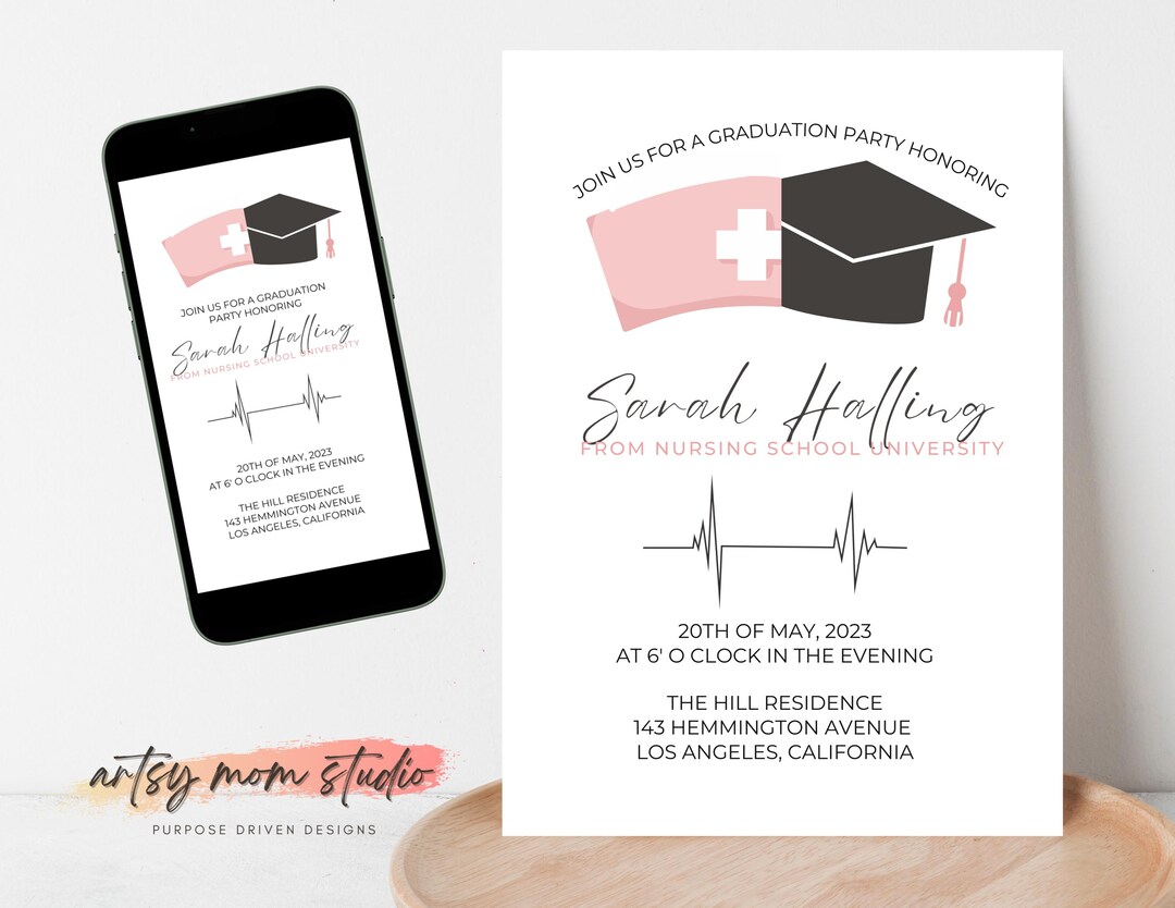 Editable Nurse Graduation Party Invitation, Nursing Graduation ...