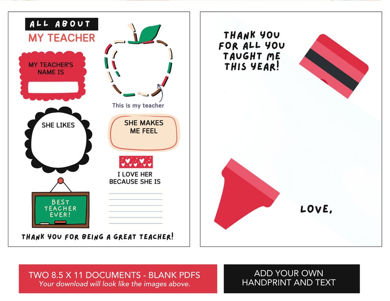 Teacher Appreciation Gift | Fill-in-the-blank Printable | Thank You ...