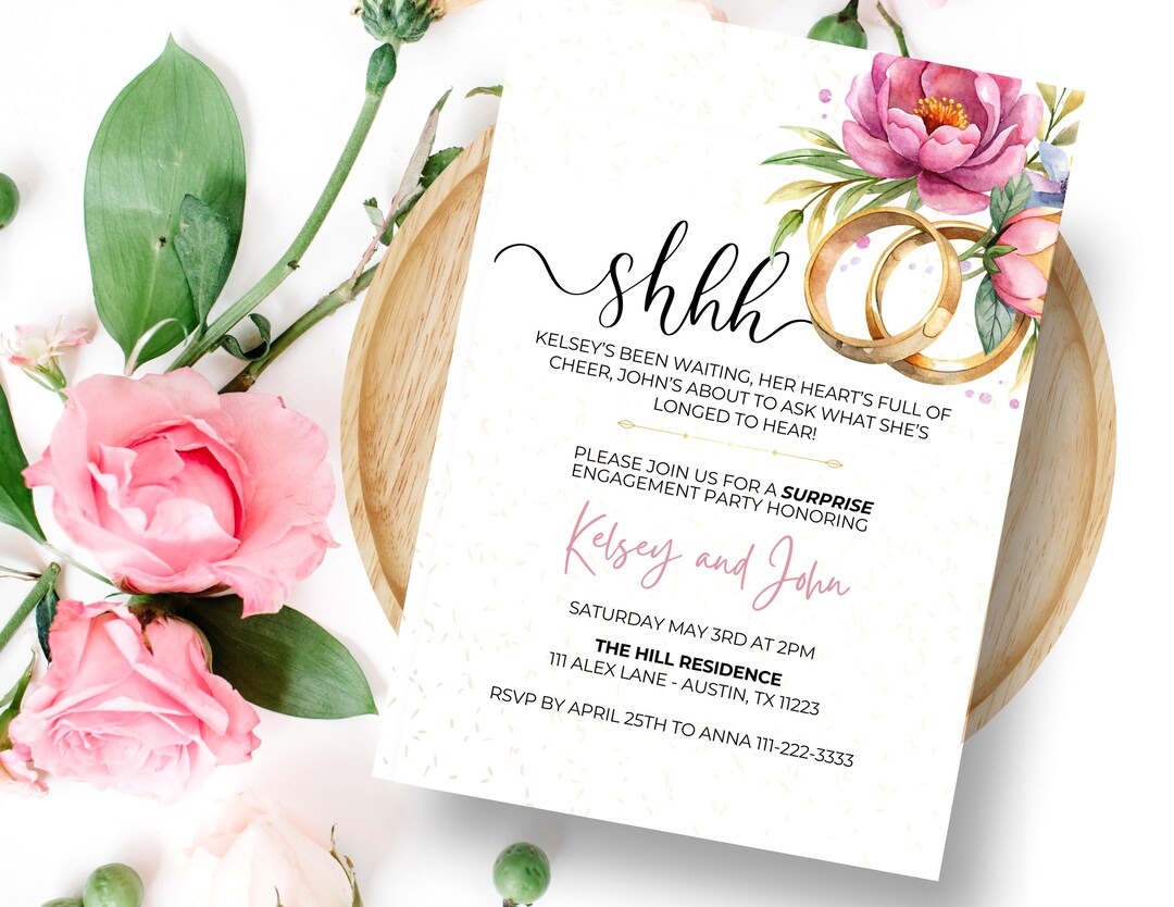 Surprise Engagement Party Invitation, Floral Surprise Proposal Invite ...