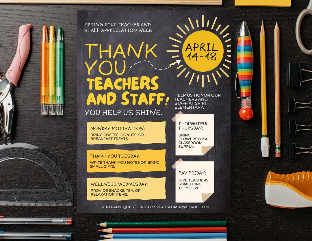 Editable Teacher Appreciation Week Itinerary Flyer (digital Download ...