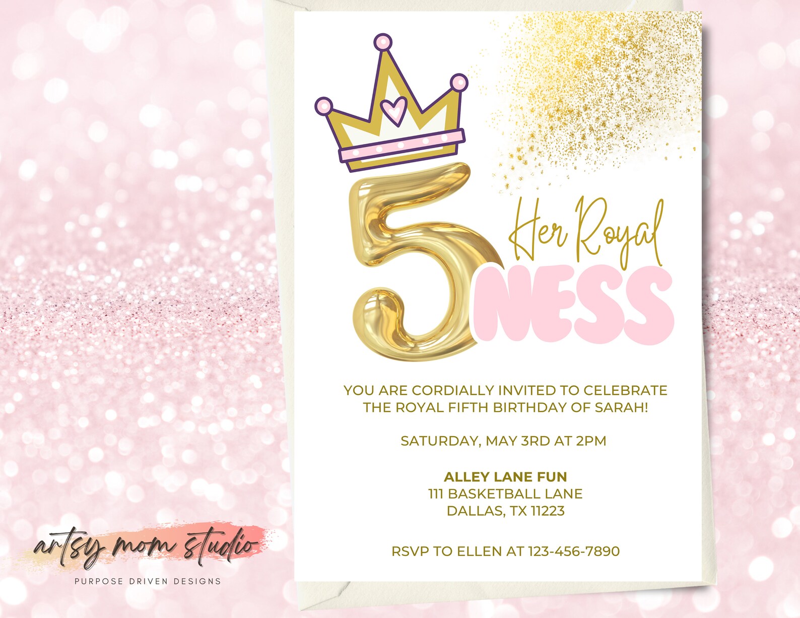 Her Royal FIVENESS Invitation, Royal Fiveness Birthday Invitation ...