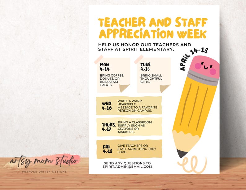 Editable Teacher Appreciation Week Itinerary Flyer (digital Download ...