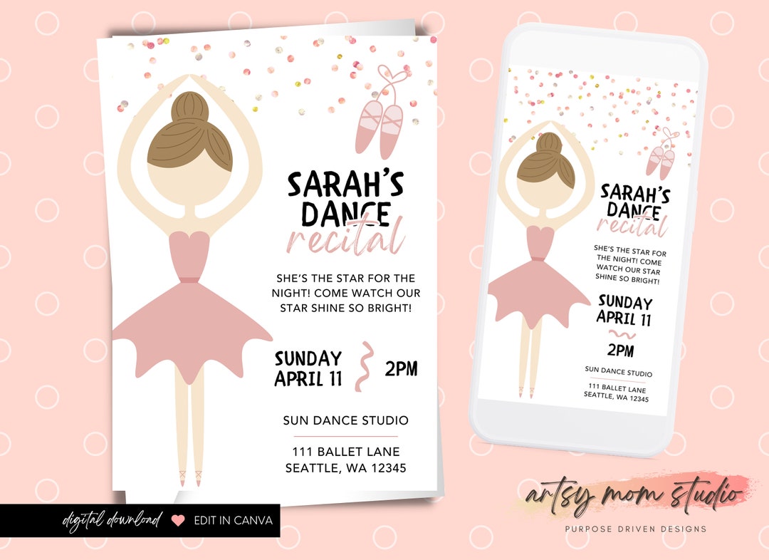 Editable Ballet/dance Recital Invitation, Evite, Digital Download Phone ...