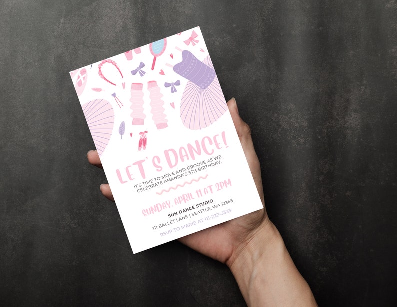 Dance Birthday Invitation | Editable Ballet or Dance Party Invite ...