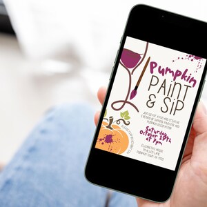 Editable Pumpkin Paint and Sip Invitation | Fall Party Invite Template ...