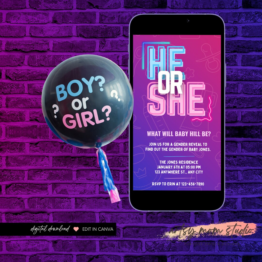 Gender Reveal Invitation Gender Reveal Invite Gender Reveal Invitation ...