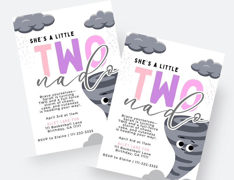 Editable Two-nado Birthday Invitation | 2nd Birthday Tornado Party ...