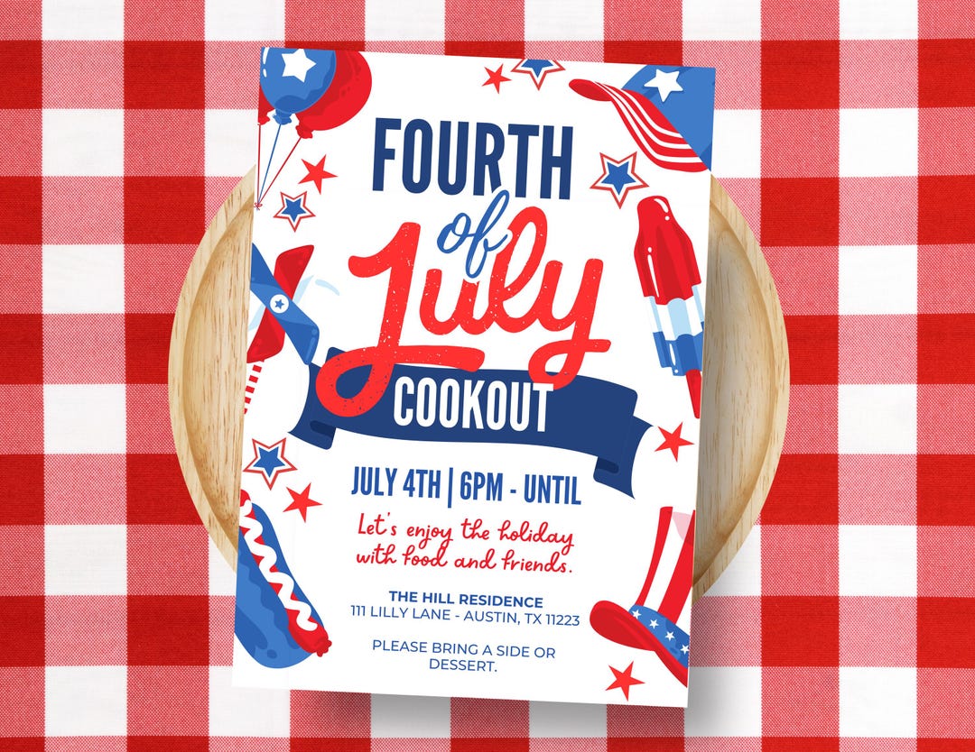 Editable July 4th Invitation Template July 4th Party Invite July 4th ...