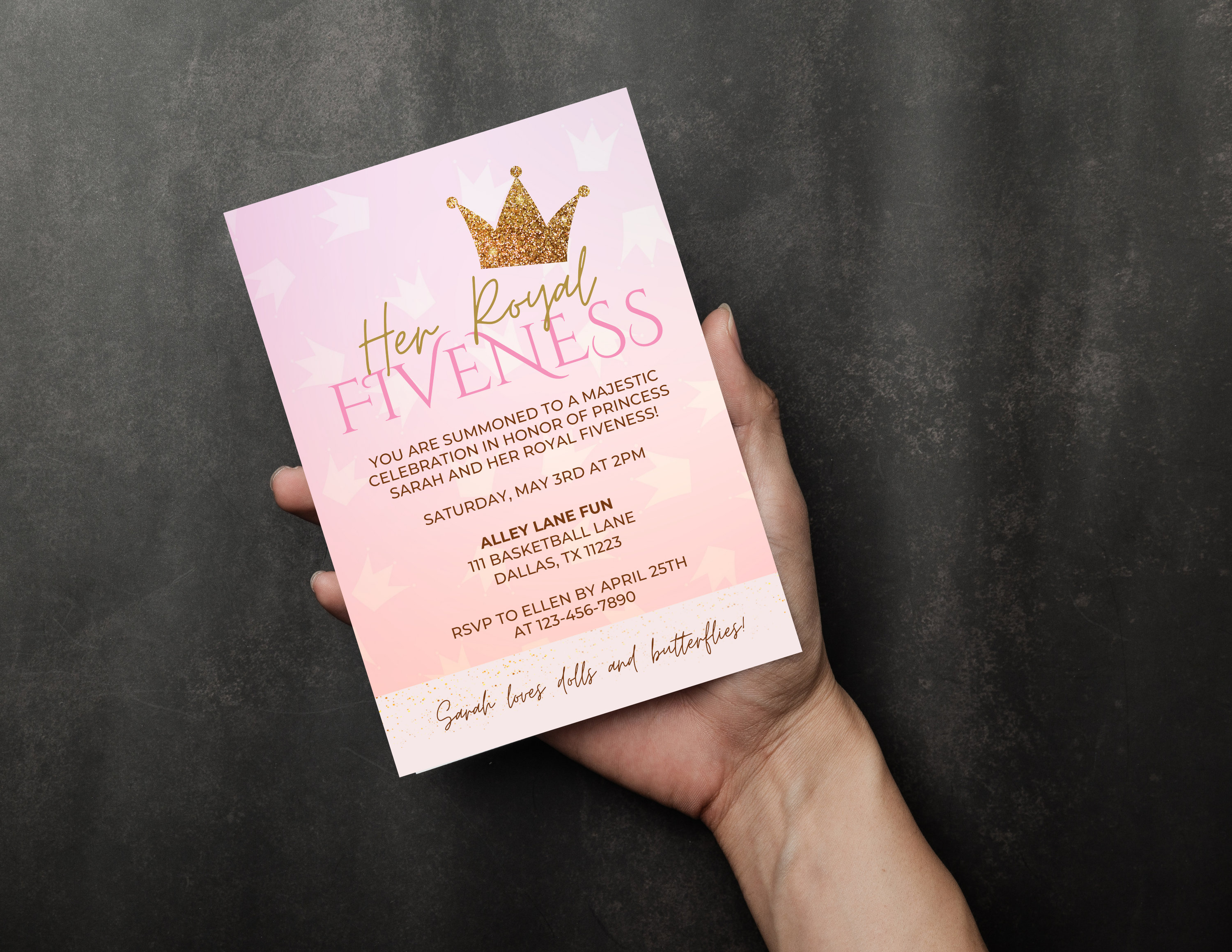 Her Royal FIVENESS Invitation, Royal Fiveness Birthday Invitation ...