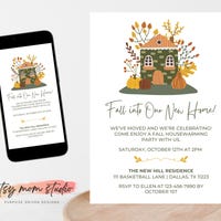 Fall Housewarming Pumpkin Invite New House Invitation Home Sweet Home ...