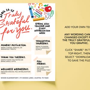 Editable Teacher Appreciation Week Itinerary Poster | Printable Teacher ...