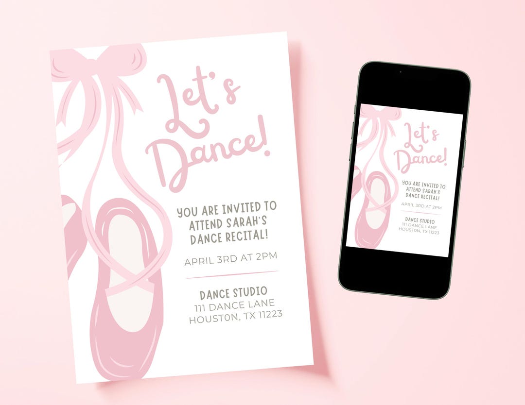 Let's Dance, Editable Ballet Recital Invitation, Dance Recital ...