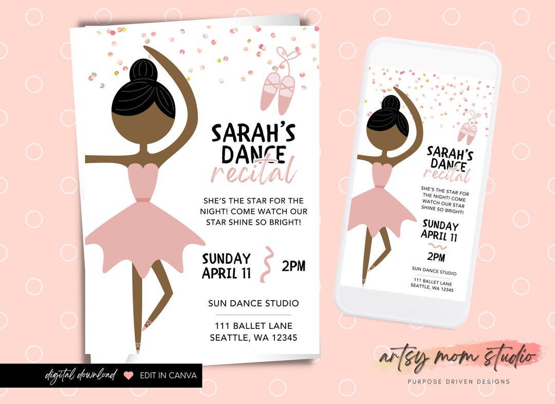 Editable Ballet/dance Recital Invitation, Evite, Digital Download Phone ...