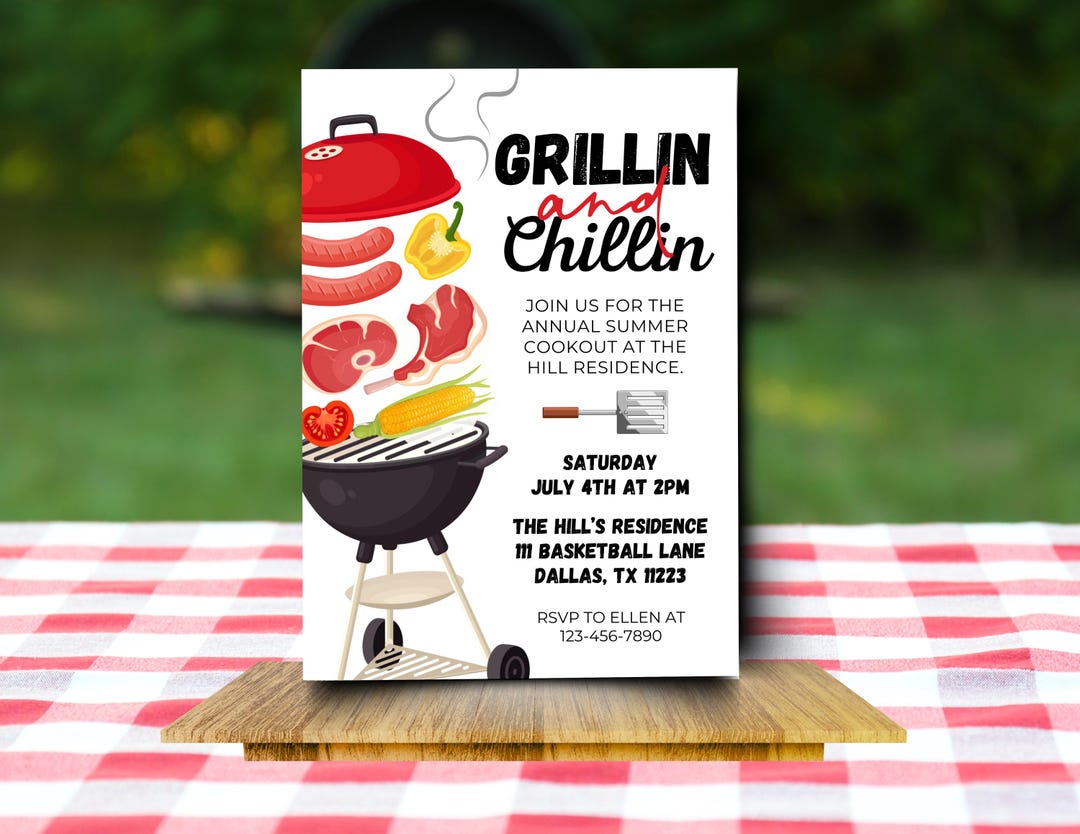 Backyard BBQ Invitation Template | Grillin’ & Chillin’ Cookout Party ...