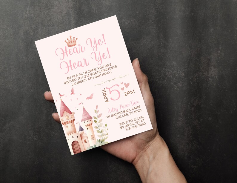 Princess Castle Birthday Invitation, Pink Princess Birthday Party Evite ...