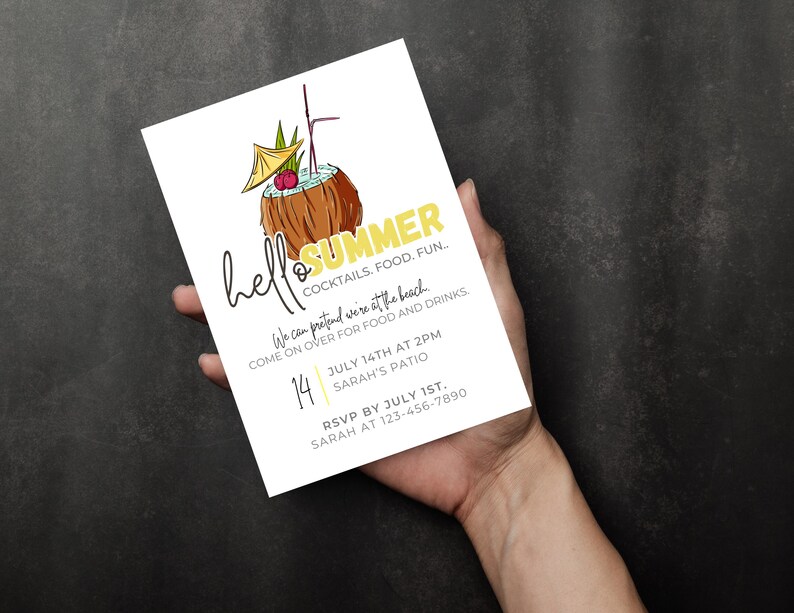 EDITABLE Hello Summer Invitation | Summer Soiree | Beach Theme ...