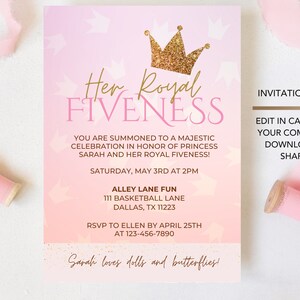 Her Royal FIVENESS Invitation, Royal Fiveness Birthday Invitation ...