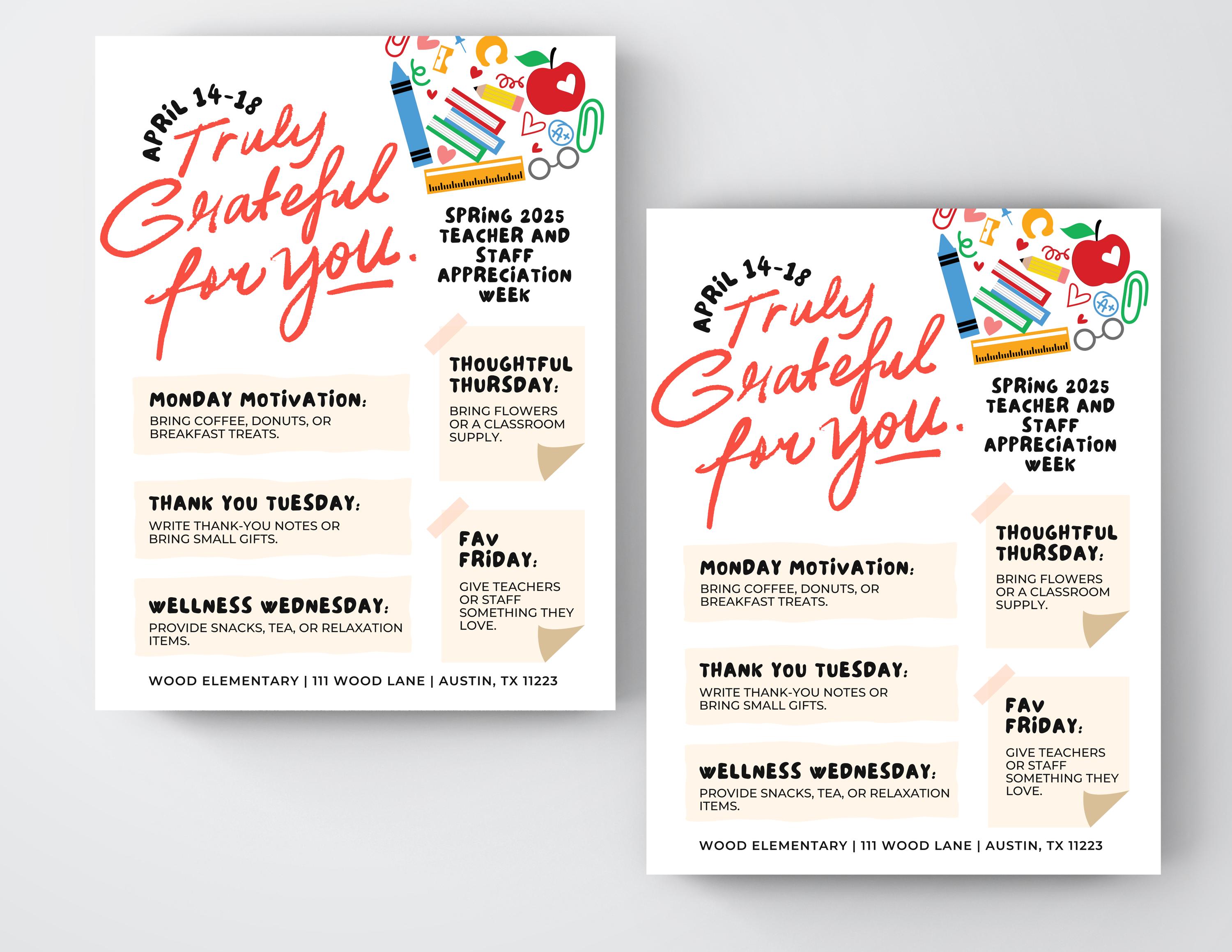 Editable Teacher Appreciation Week Itinerary Poster | Printable Teacher ...