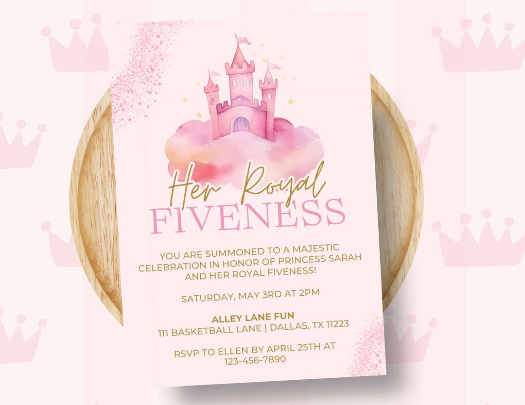 Editable Her Royal Fiveness Invitation Template, Digital Royal Fiveness ...