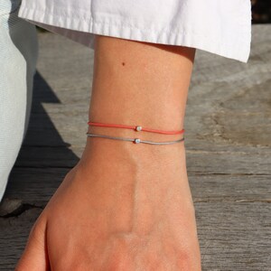 String Diamond Bracelet, 14k Solid Gold, Diamond String Bracelet ...