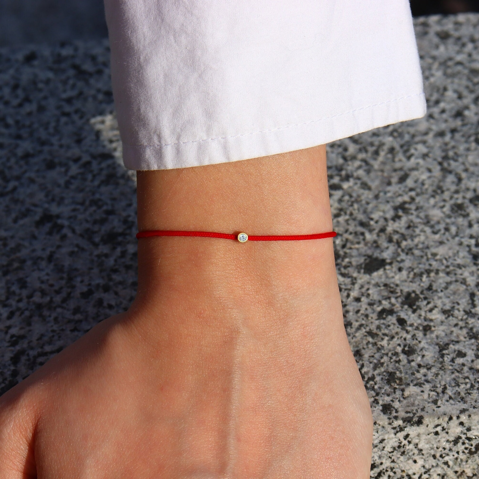 String Diamond Bracelet, 14k Solid Gold, Diamond String Bracelet ...