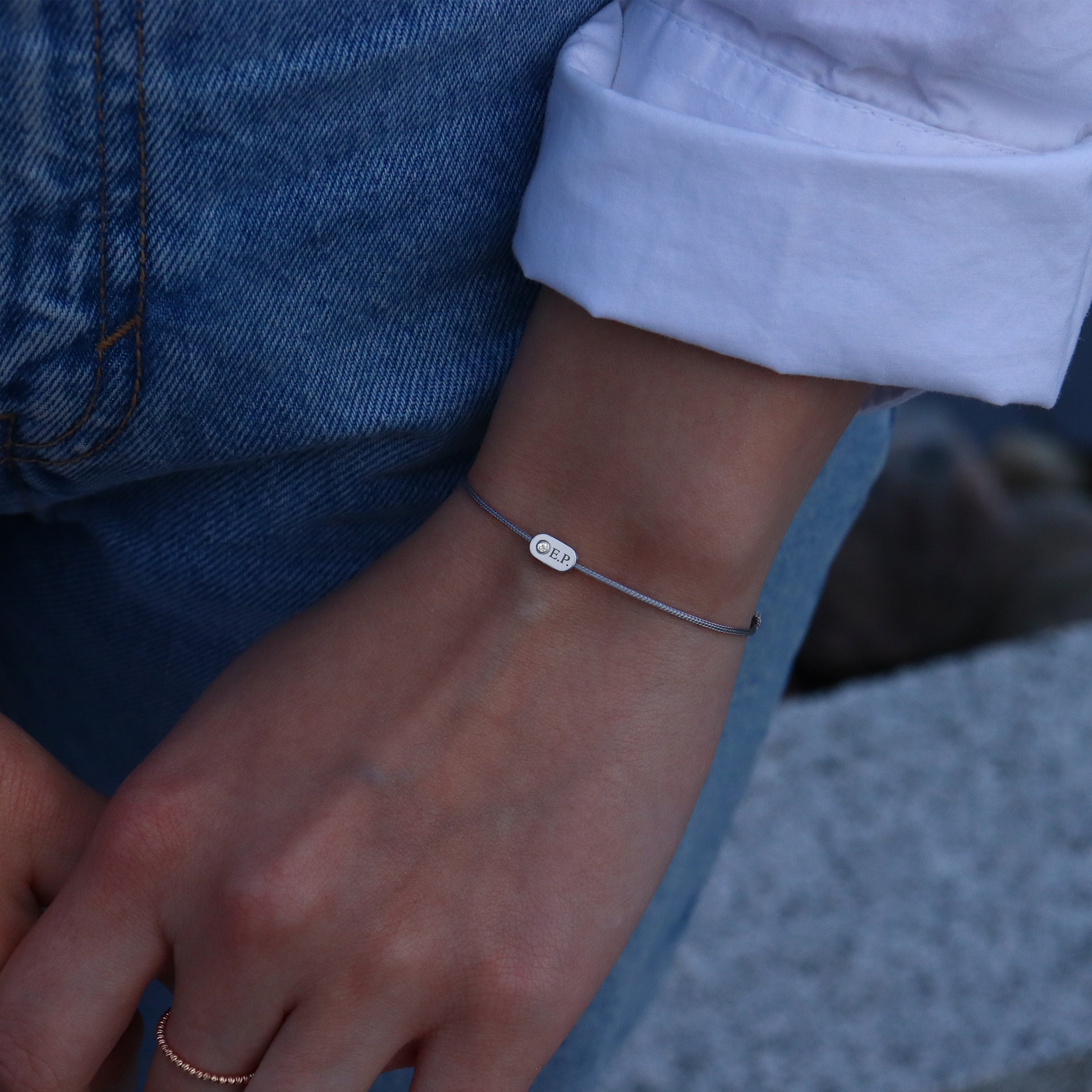 Personalized Diamond String Bracelet, Custom 14K Solid Gold Friendship ...