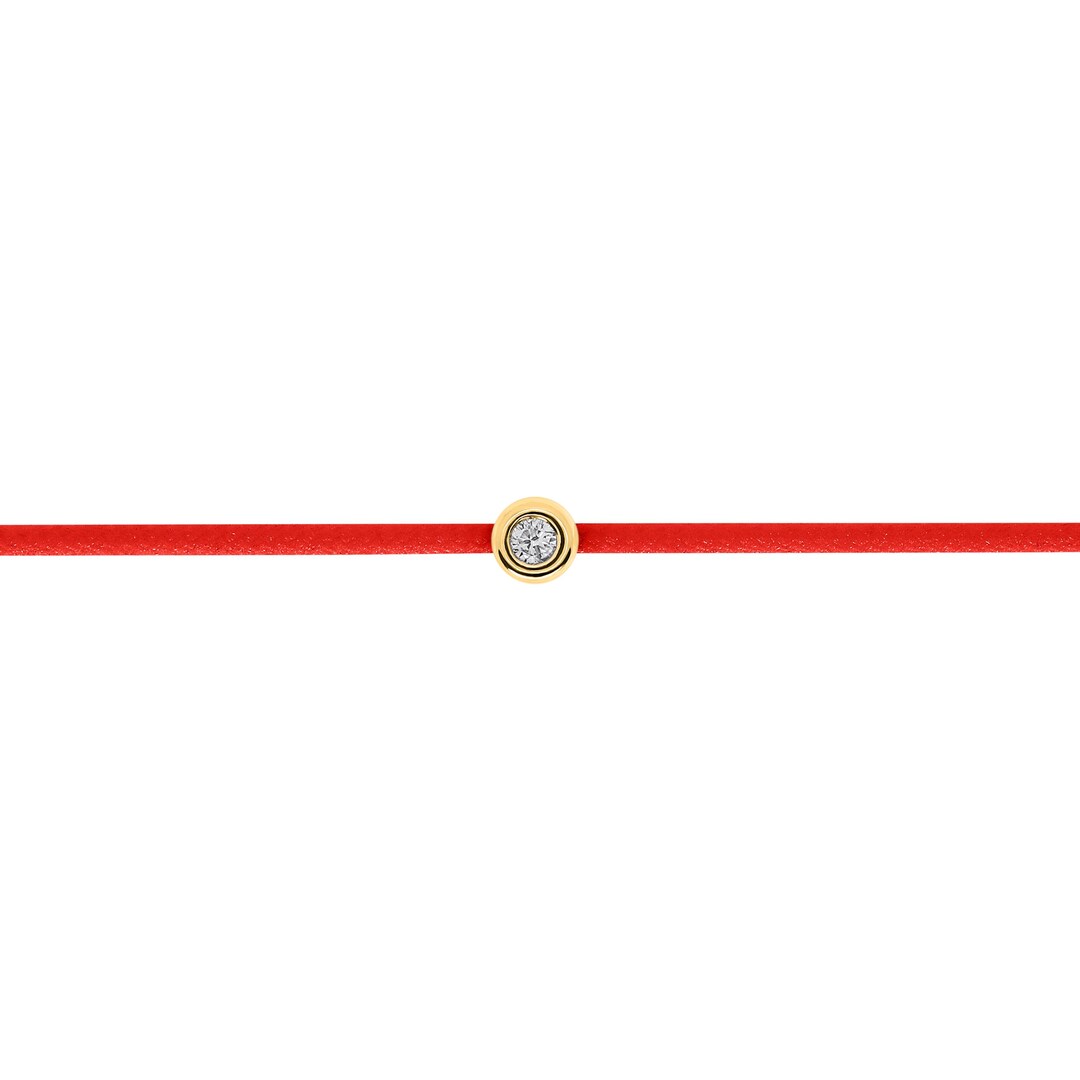 Red Diamond String Bracelet, 14K Solid Gold, Certified Diamond, Lucky ...