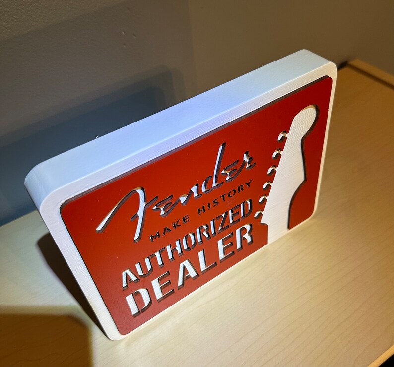 Unique Fender Authorized Dealer Sign - Decorative Man Cave, Music Room ...