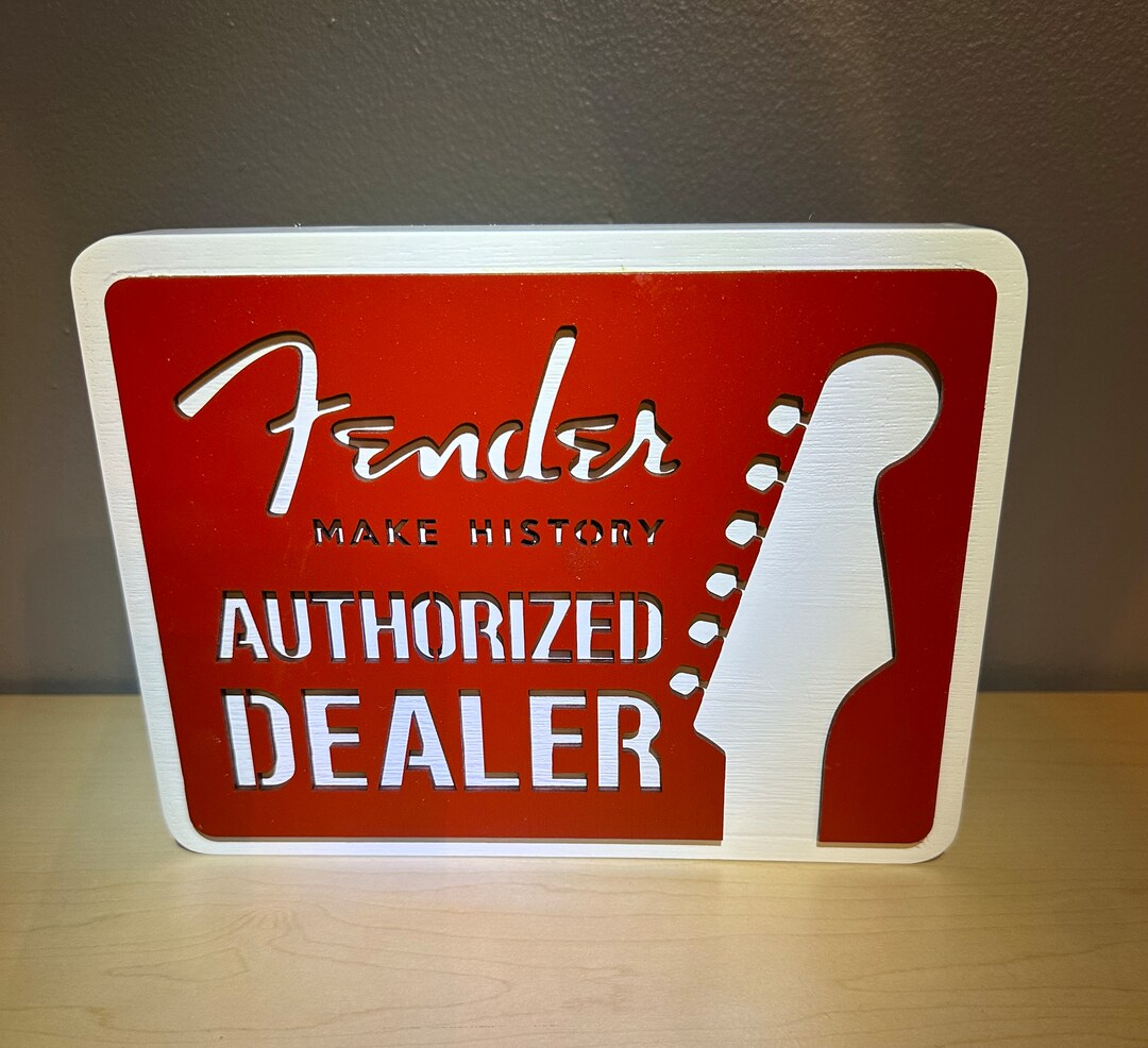 Unique Fender Authorized Dealer Sign - Decorative Man Cave, Music Room ...