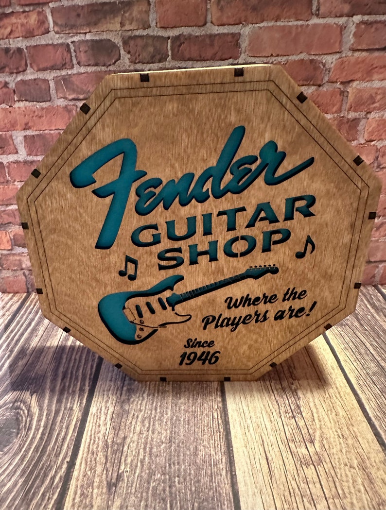 Fender Guitar Lighted Sign - Man Cave - Music Room - Etsy