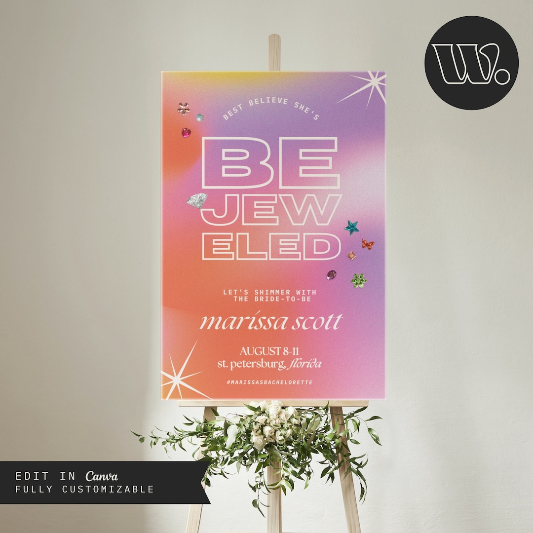 Gemstone Swiftie Bachelorette Welcome Sign: DIY Canva Template (24x36 ...