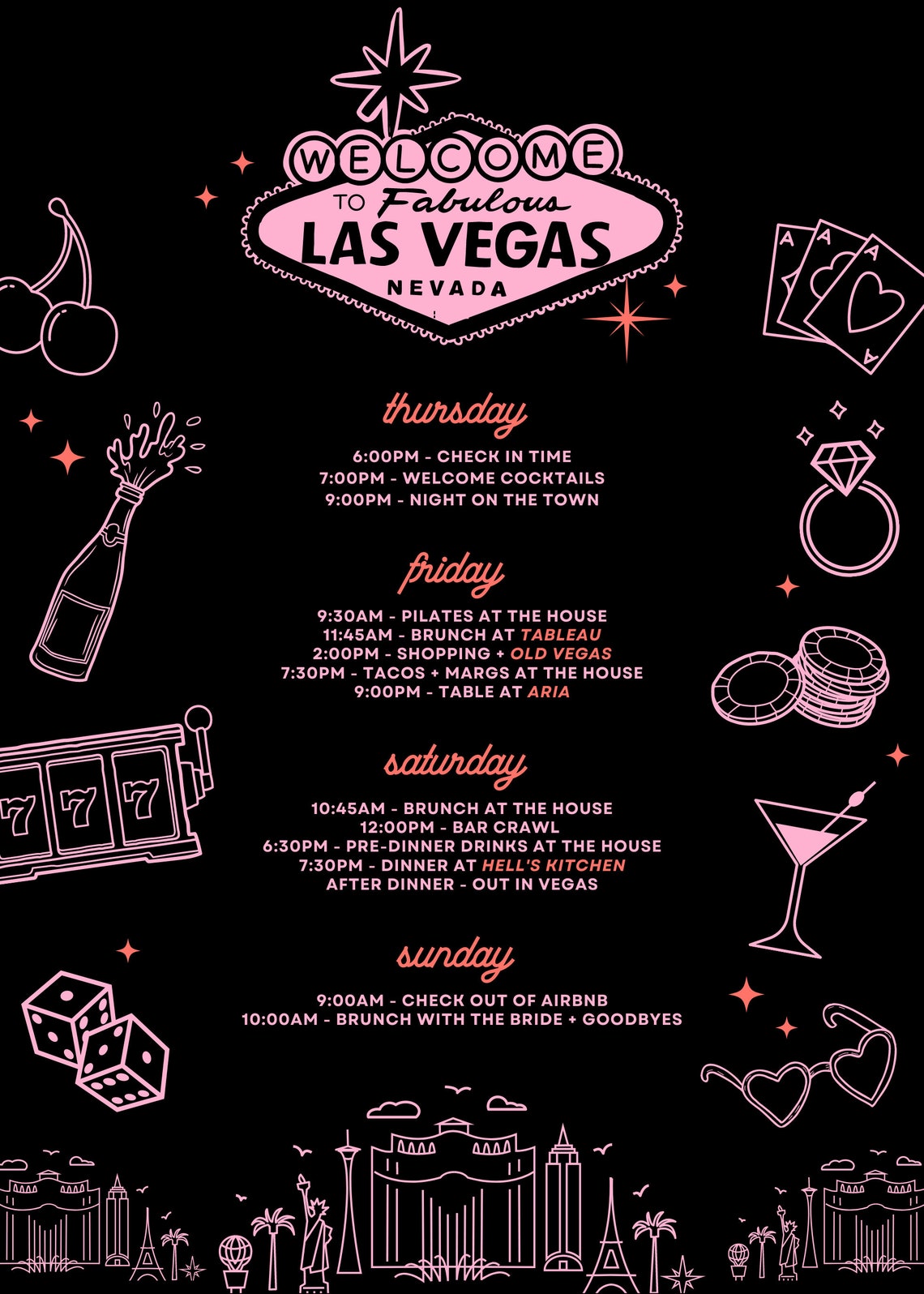 Vegas Bachelorette Invite, Las Vegas Bachelorette, Casino Itinerary ...