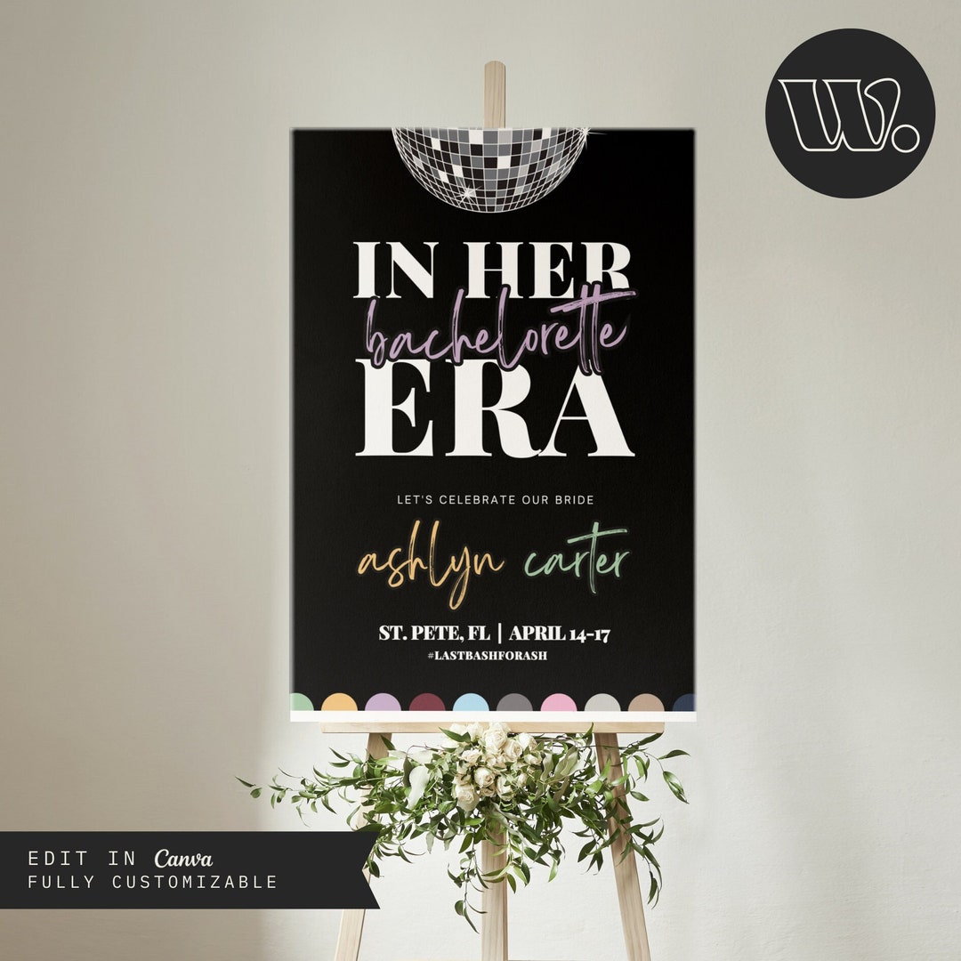 The Eras | Trendy Swiftie Bachelorette Welcome Sign Template | 24x36 ...