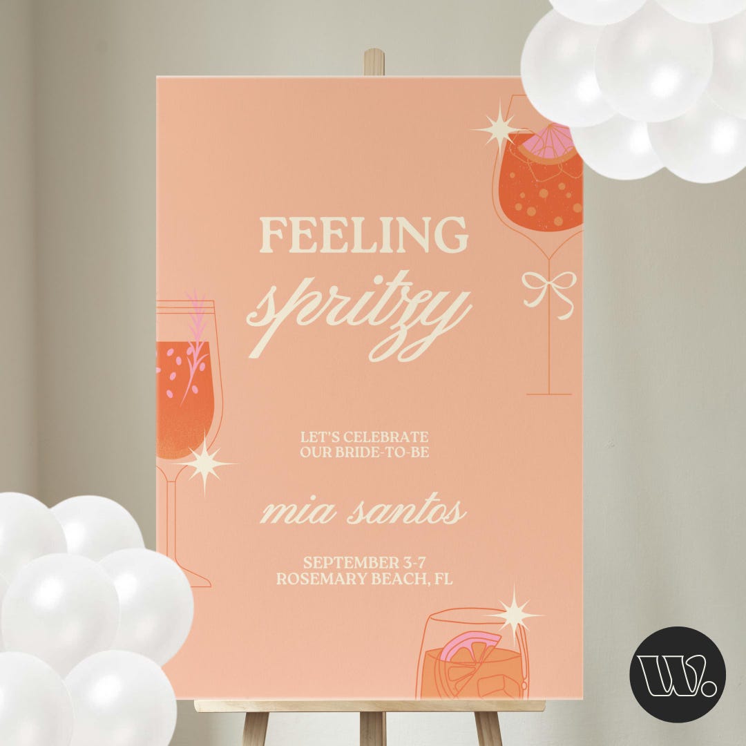 Feeling Spritzy Bachelorette Welcome Sign, Aperol Spritz Bachelorette ...