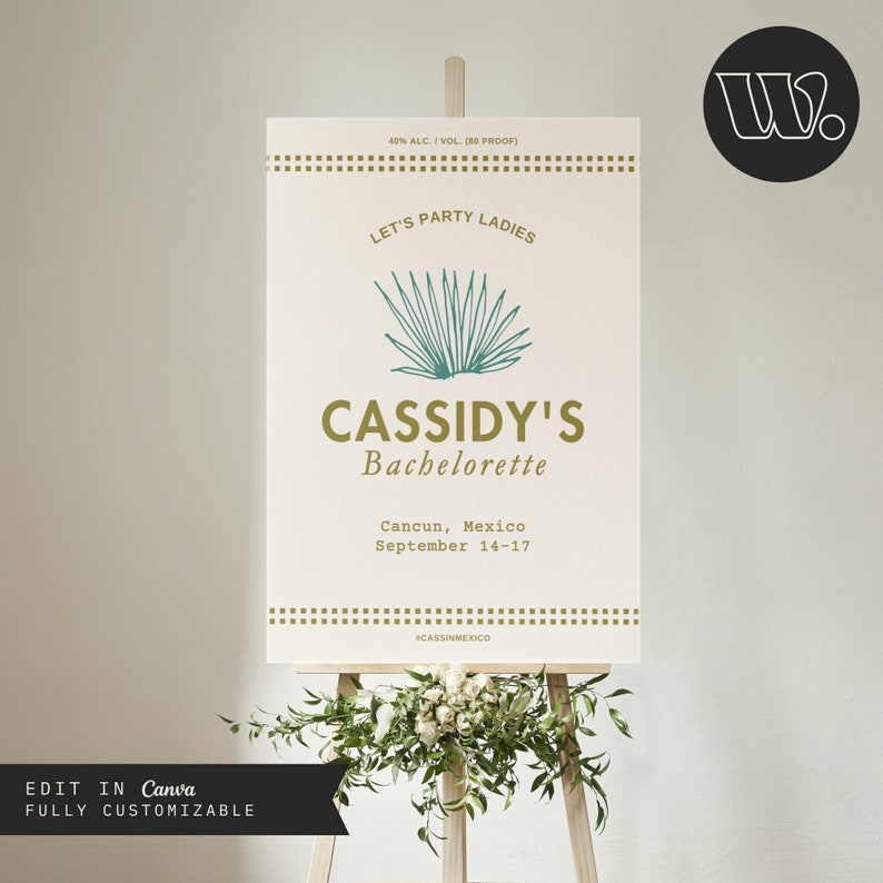 Cassidy | Boho Casamigos Bachelorette Welcome Sign Template | 24x36 ...