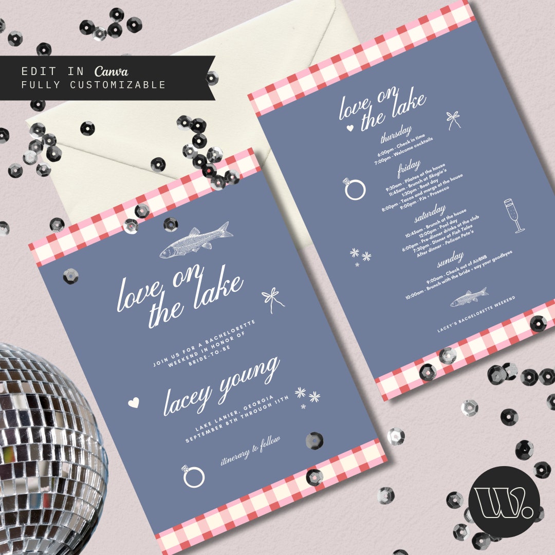 Lake Bachelorette Invitation Template: Plaid Theme (digital Download ...