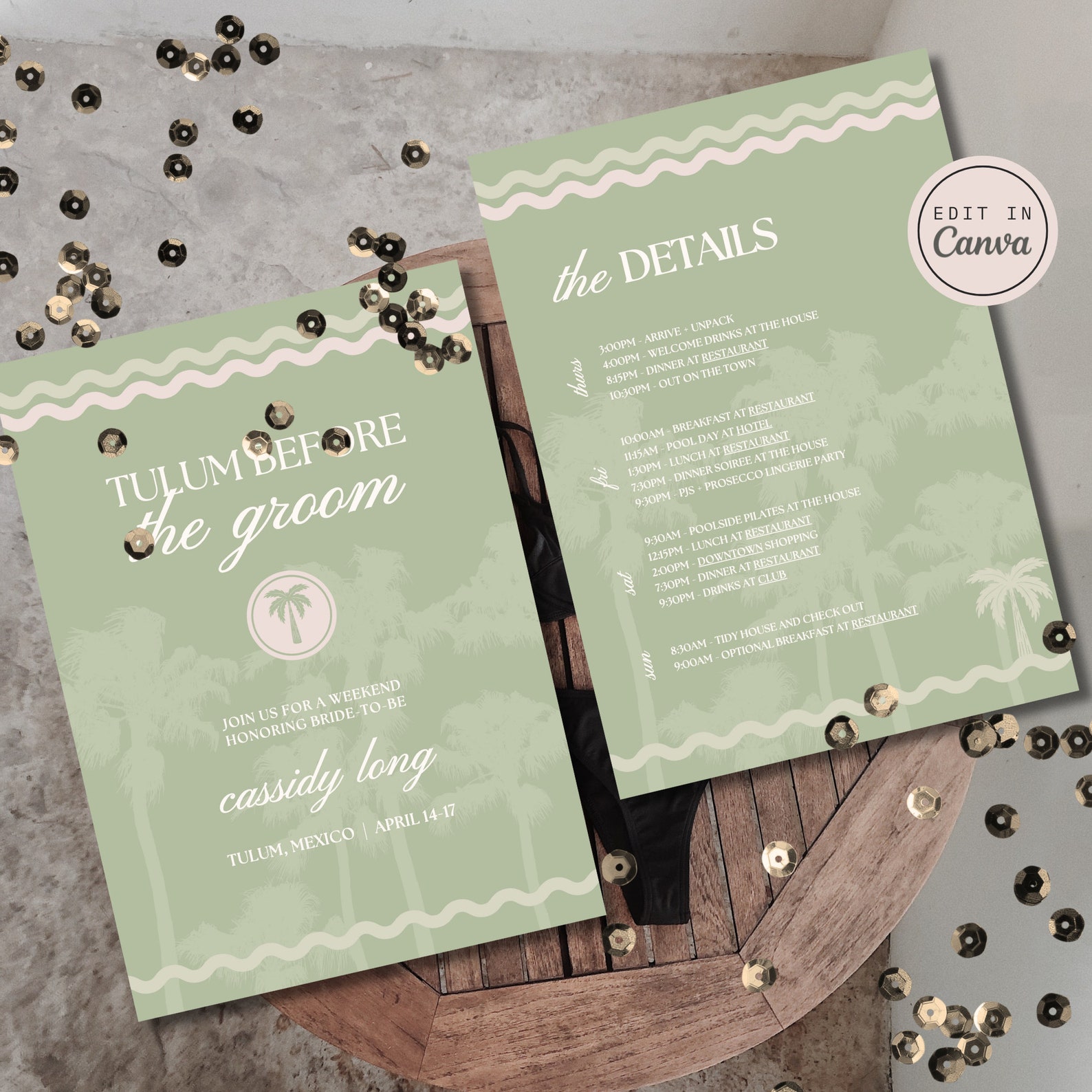 Tulum Bachelorette Invitation + Itinerary Template, Tulum Before the ...