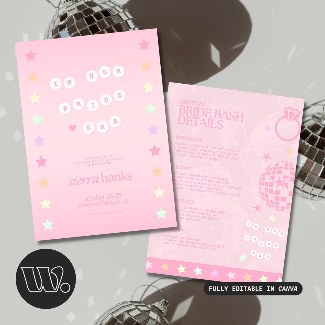 Friendship Bracelet Trendy Swiftie Bachelorette Invitation Itinerary ...