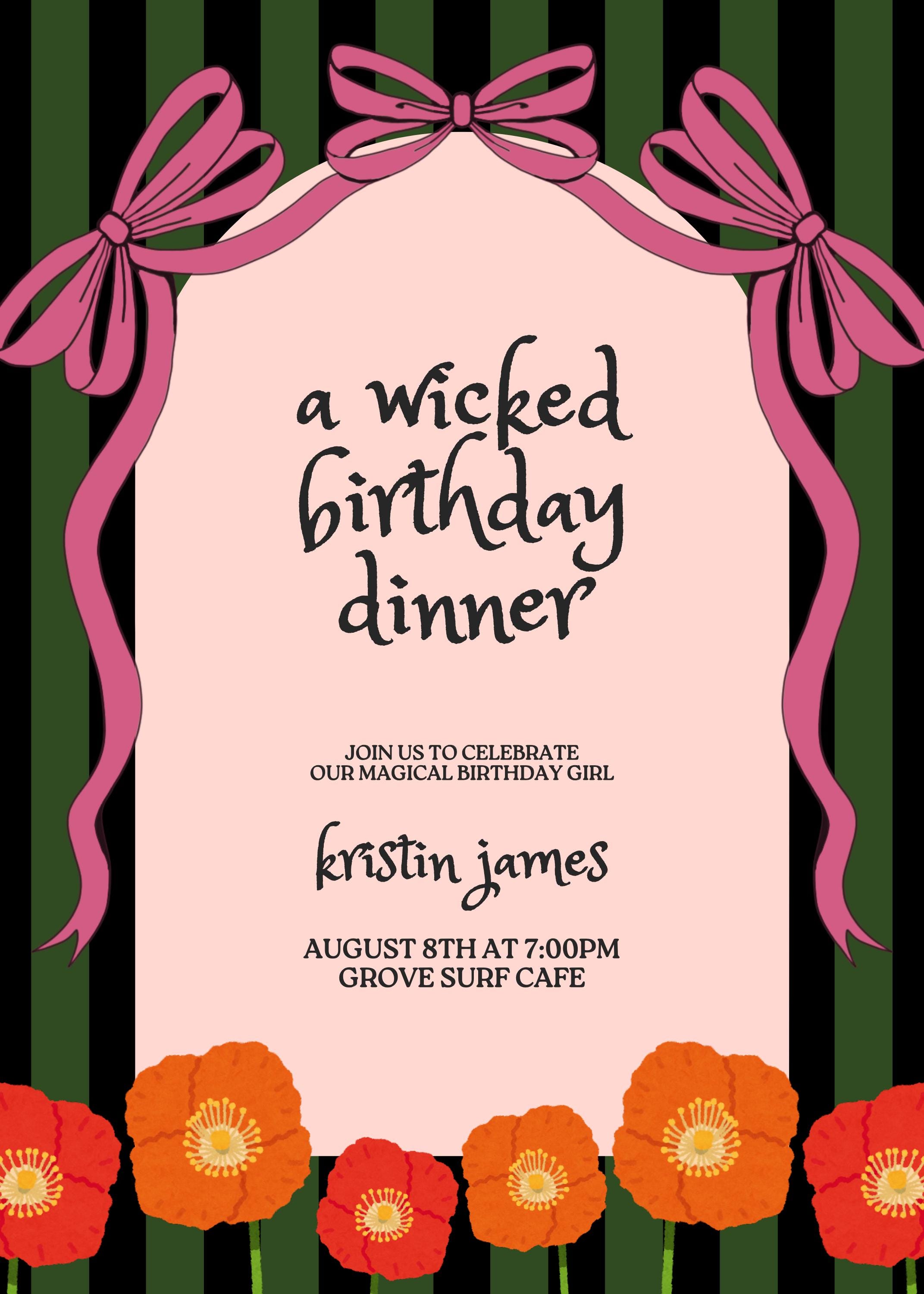 Wicked Birthday Invite, Defying Gravity Birthday, Pink and Green ...
